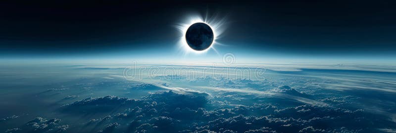 Total Solar Eclipse from Space, Cosmic Background Stock Image - Image ...