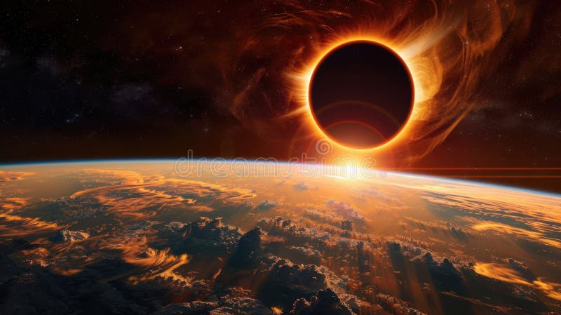 Total Solar Eclipse from Space, Moon S Shadow Sweeping Across the Earth, with the Sun S Corona ...