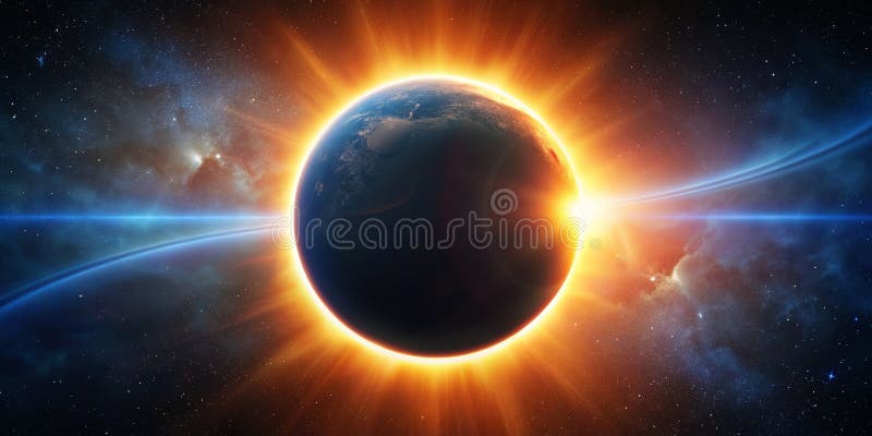 Total Solar Eclipse and Space Sun Glow Creative AI Stock Illustration ...
