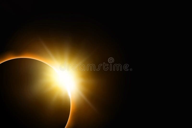 Total Solar Eclipse. Sunbeam on Black Sky Stock Photo - Image of ring ...