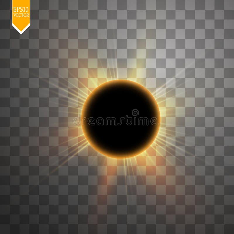 Total Solar Eclipse Vector Illustration on White Background. Full Moon ...