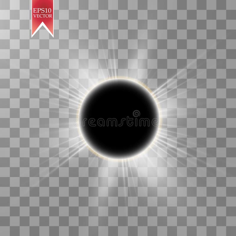 Total Solar Eclipse Vector Illustration on Transparent Background. Full ...
