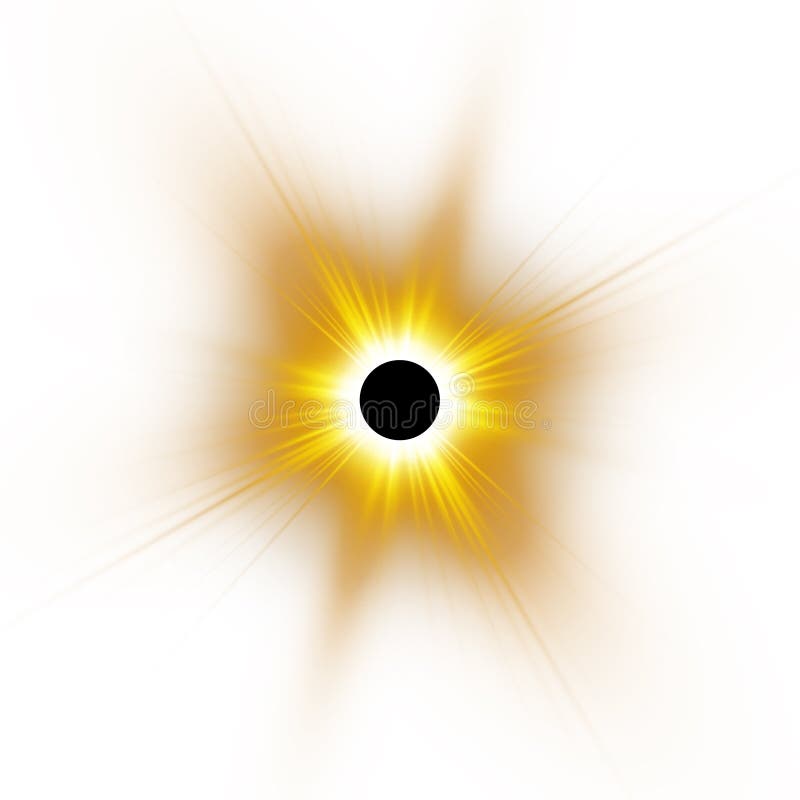 Total Solar Eclipse Vector Illustration on White Background. Full Moon ...