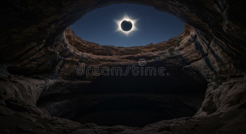 Total Solar Eclipse Isolated Against Dark Sky Stock Illustration ...