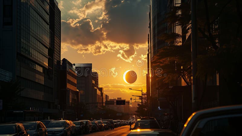 Total Solar Eclipse Isolated Against Dark Sky Stock Illustration ...