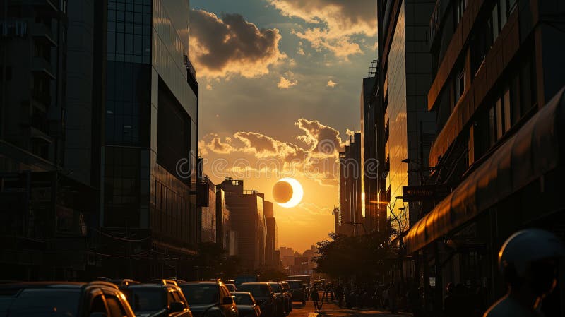 Total Solar Eclipse Isolated Against Dark Sky Stock Illustration ...