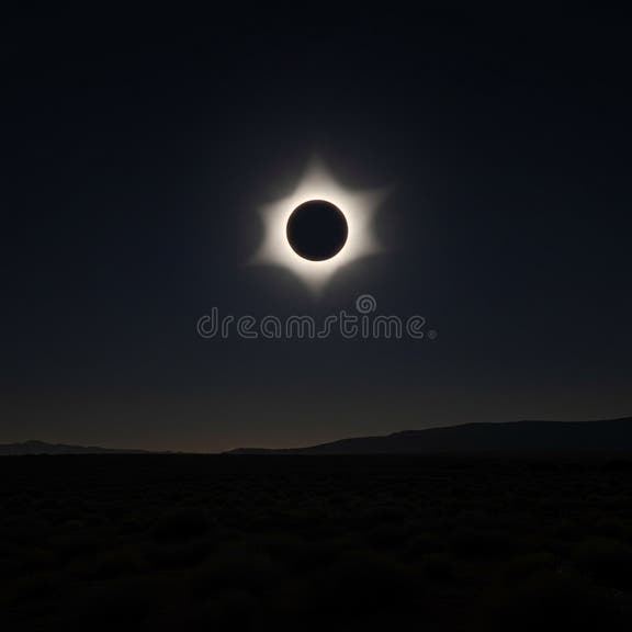 A Total Solar Eclipse is Visible Against a Dark Sky. the Moon ...
