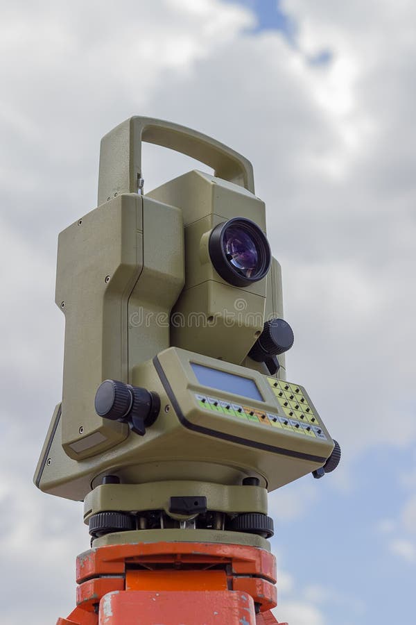 Total Station with Digital Display Stock Photo - Image of looking ...