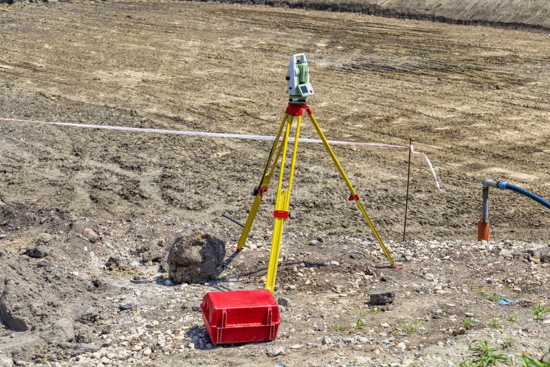Total Station Standing On A Tripod Stock Photo - Image of geodetic ...