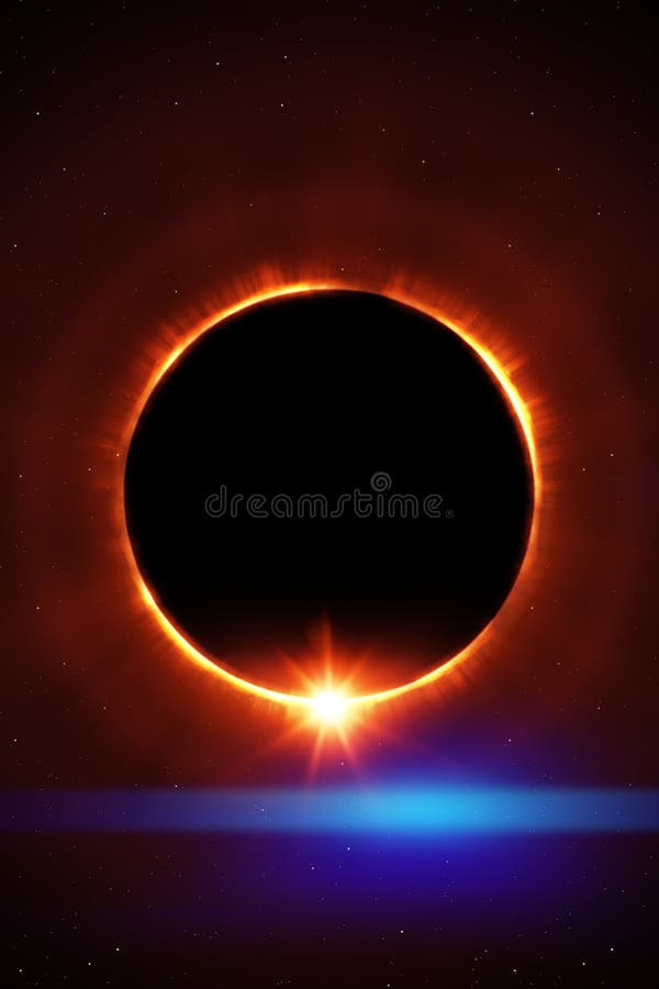 Total Sun Eclipse with Stars and Flare Stock Illustration ...