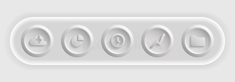 Total White Icon Set. Round Buttons for UI Display Stock Vector ...