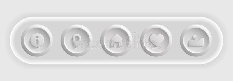 Total White Icons. Set of Different Buttons Stock Vector - Illustration ...