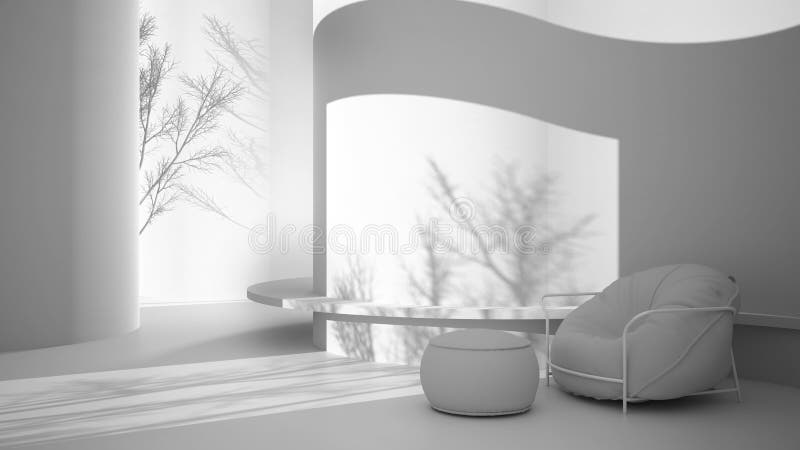 Total White Project Draft, Abstract Empty Interior, Background with ...