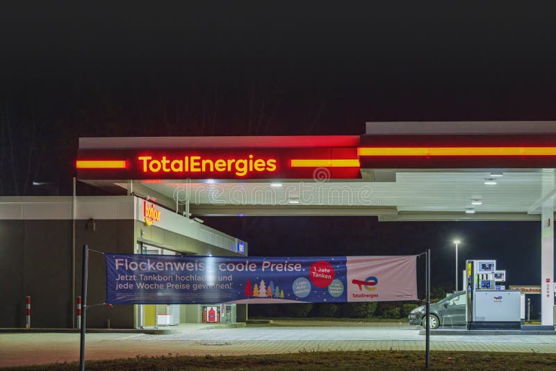 A TotalEnergies Gas Station at Night Editorial Stock Image - Image of ...