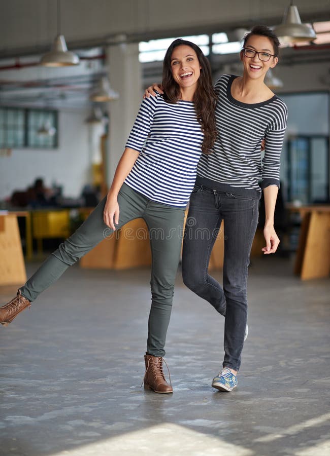 Totally Supportive of Each Other. Two Friendly Creative Colleagues ...