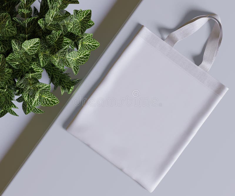 Tote Bag White Color and Realistic Texture Rendering 3D Stock ...