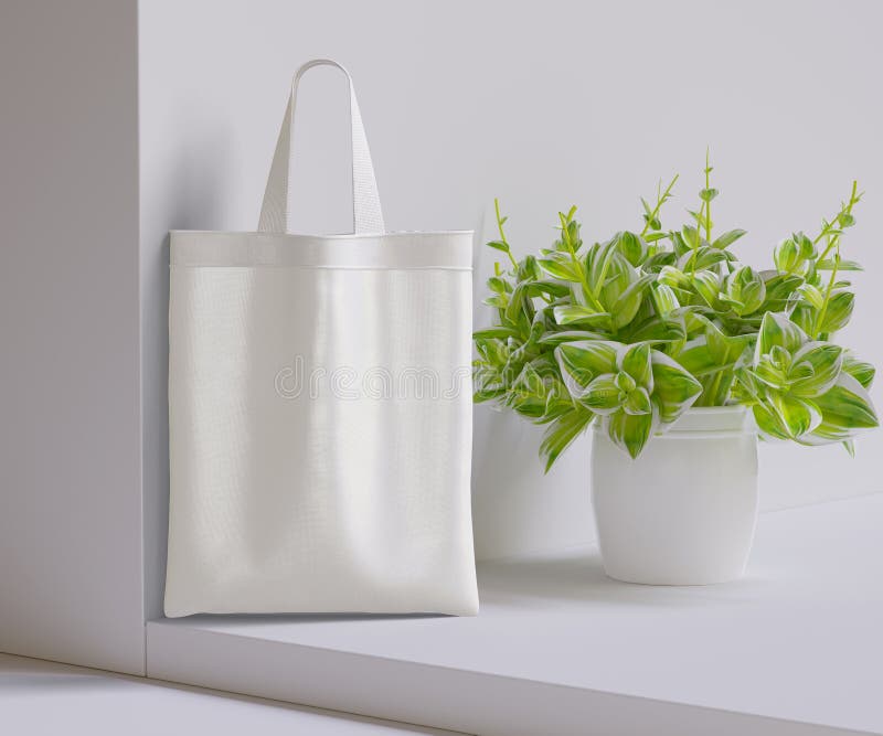 Tote Bag White Color and Realistic Texture Rendering 3D Stock ...