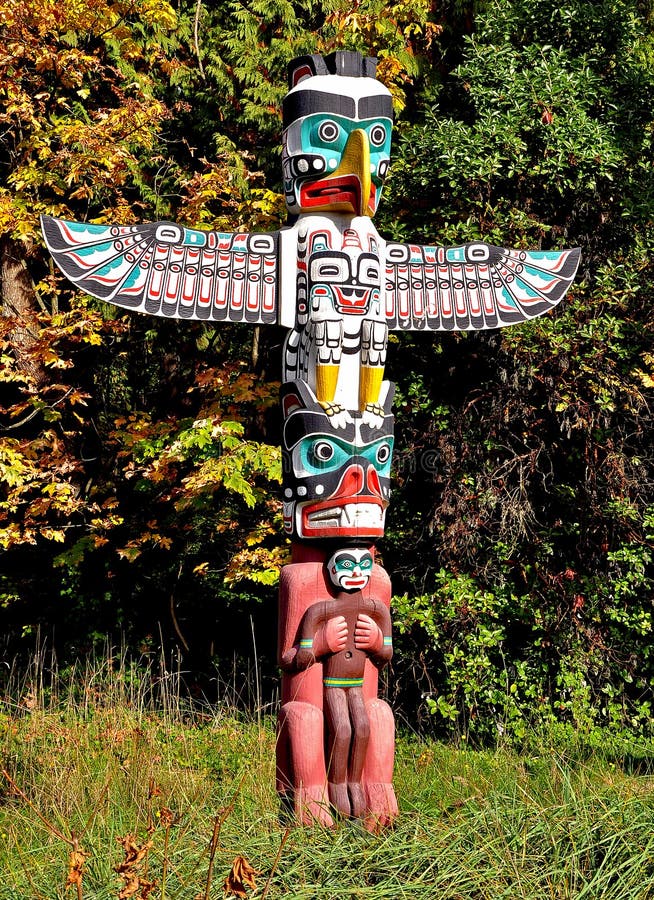 Totem photo stock. Image du tribu, colombie, vancouver - 93430882