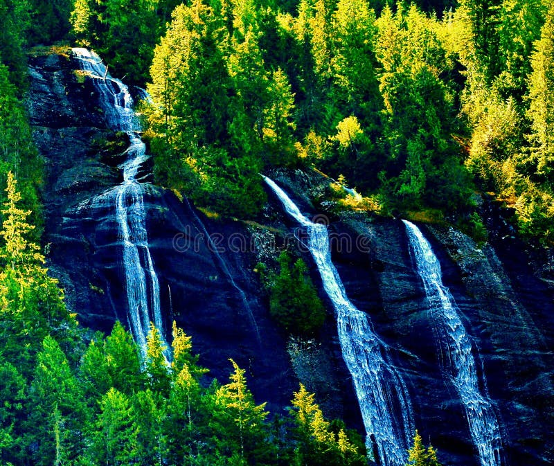 Alaskan Waterfall stock image. Image of glacier, boat - 59614507