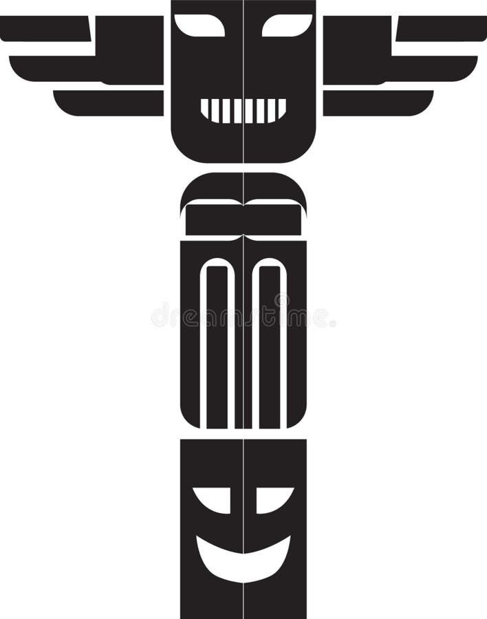 Totem pole stock vector. Illustration of sculpture, monumental - 182796217