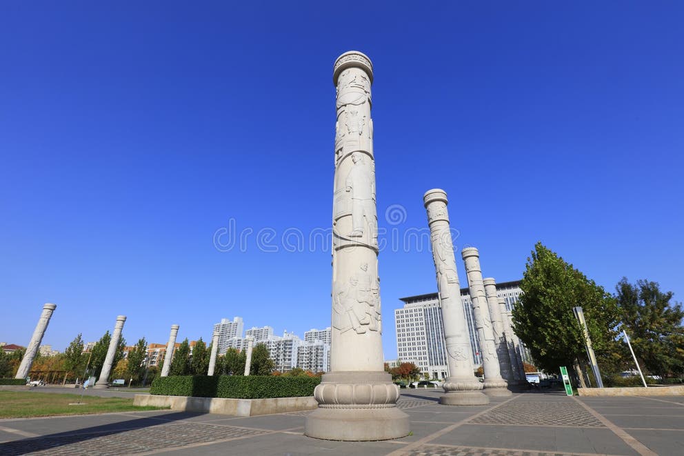 Totem Pole Building Scenery in a Park Stock Image - Image of blue, pole ...