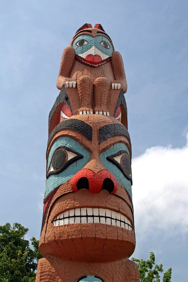 Carving Faces on a Totem Pole Stock Photo - Image of abstract, arts ...