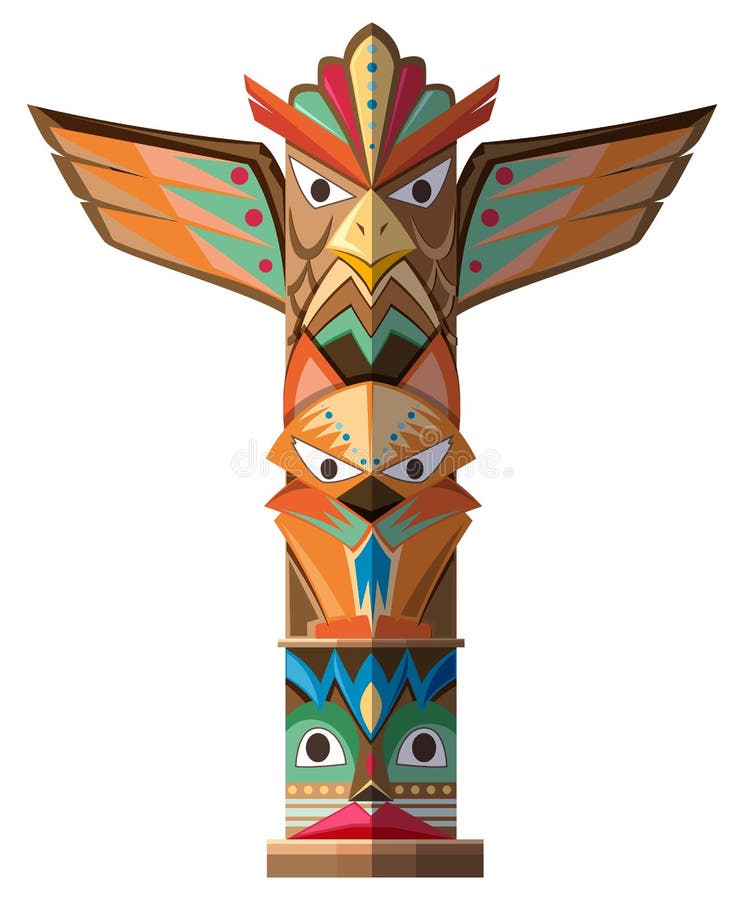 Totem Pole with Many Animal Craft Stock Vector - Illustration of white, decoration: 73989608