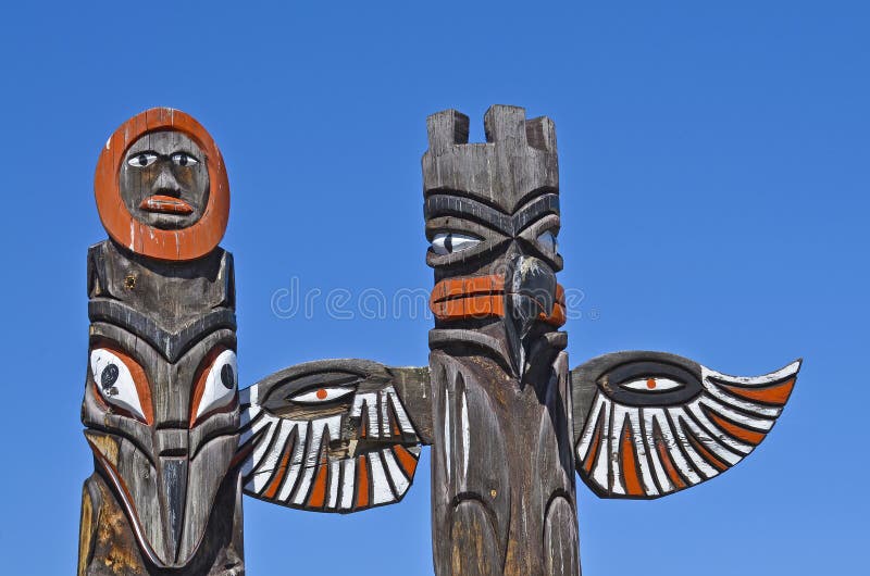 Totem poles stock image. Image of columbia, colours, expression - 26113737
