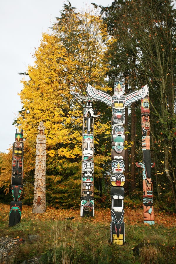 Totem Post Stanley Park stock photo. Image of colorful - 7141610