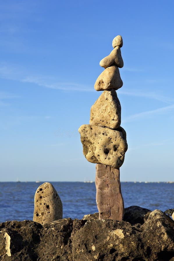 Totem of Zen Stones on Beach Stock Photo - Image of relax, health: 26204088
