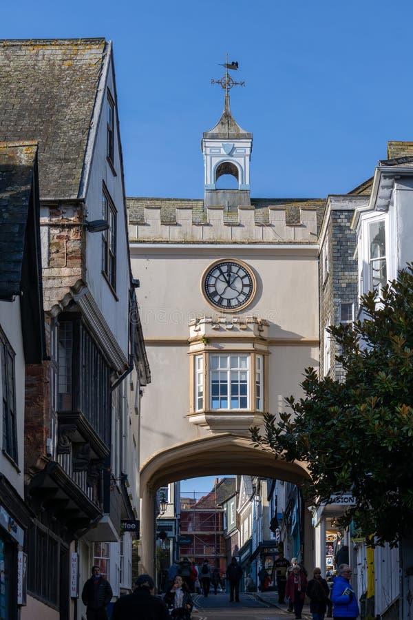 Totnes, Devon, UK - January 16. View of the Eastgate in Totnes, Devon ...