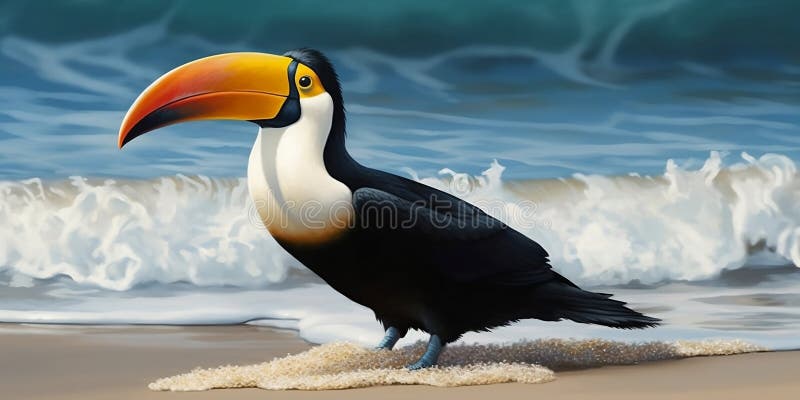 Toucan on the Beach. Generative AI. Stock Illustration - Illustration ...