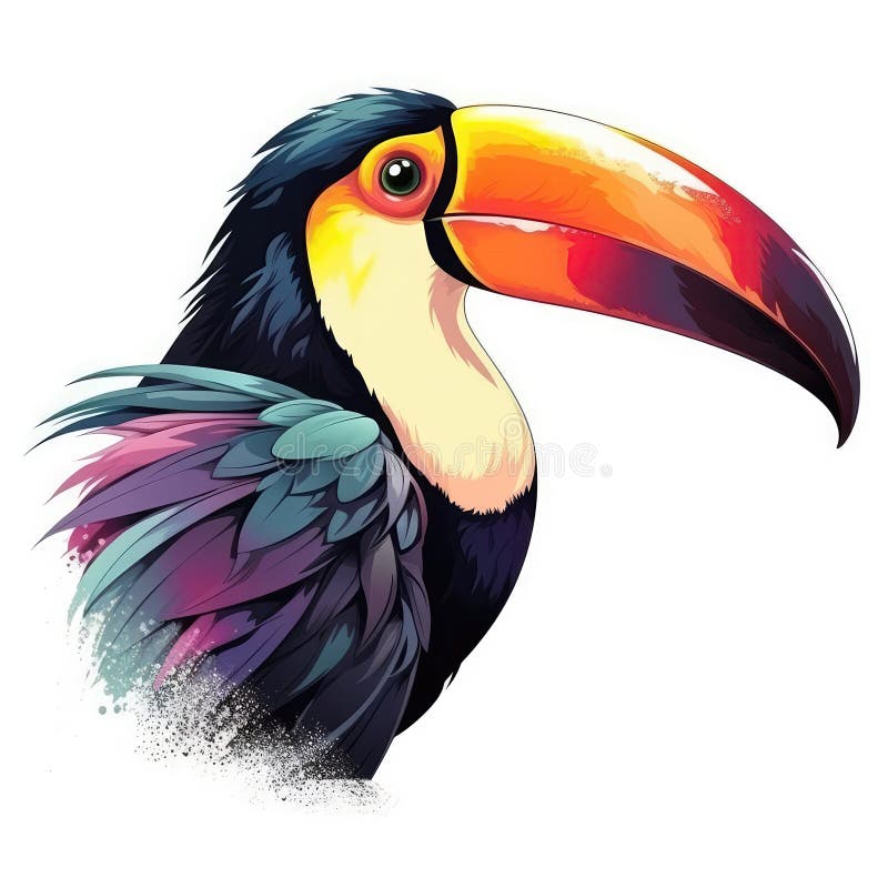 Toucan Bird on White Background Logo Digital Art. Generative AI Stock ...