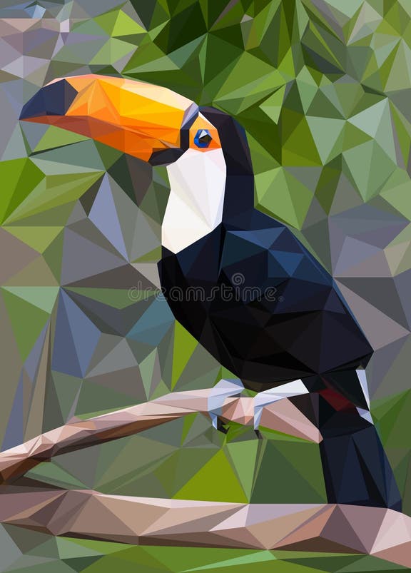 Toucan Low Poly stock vector. Illustration of polygons - 100702822