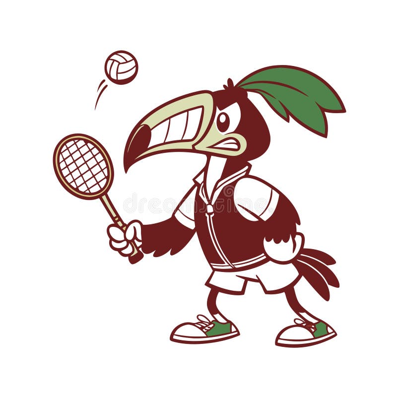 Toucan Playing Badminton Fun Stock Illustration - Illustration of ...