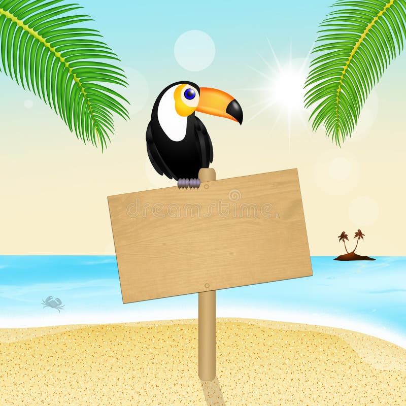 Toucan on sign stock illustration. Illustration of black - 91675160