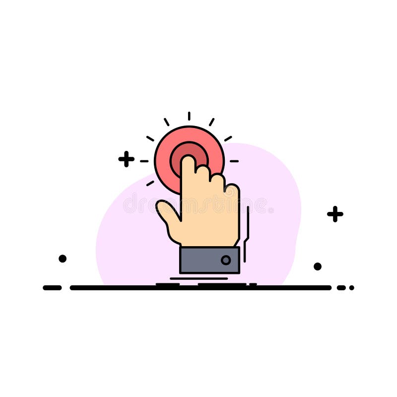 Touch, Click, Hand, on, Start Flat Color Icon Vector Stock Vector ...