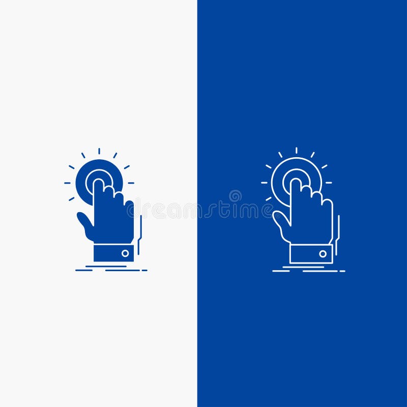 Touch, Click, Hand, on, Start Line and Glyph Web Button in Blue Color ...