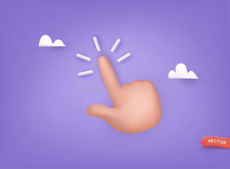 Touch or Click Icon Stock Vector Design. 3d Hand Pointing Icon Stock ...