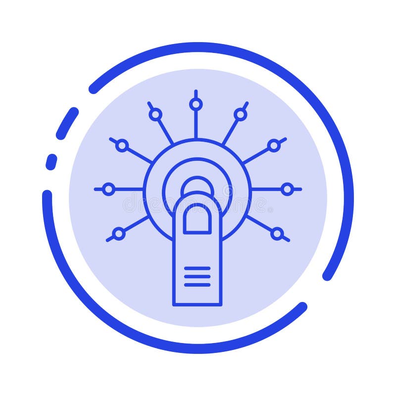 Touch, Click, Ok, Done, Touch Here Blue Dotted Line Line Icon Stock ...