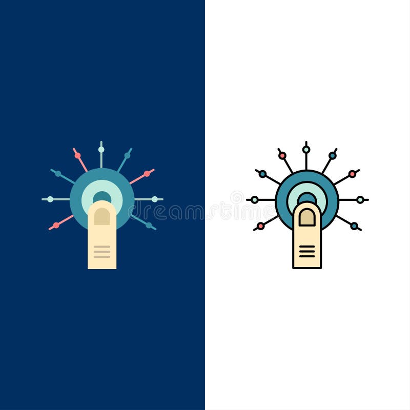 Touch, Click, Ok, Done, Touch Here Icons. Flat and Line Filled Icon Set ...