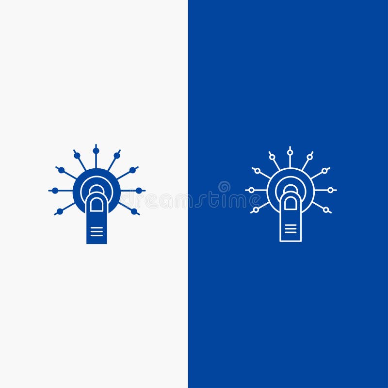 Touch, Click, Ok, Done, Touch Here Line and Glyph Solid Icon Blue ...