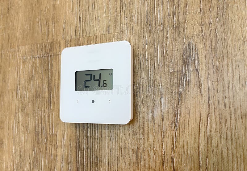 Touch Control Panel for Air Conditioning on a Wooden Wall. Stock Image ...