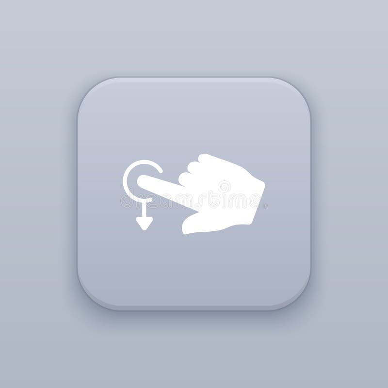 Touch Down, Gesture Flipping Down, Gray Vector Button with White Stock ...