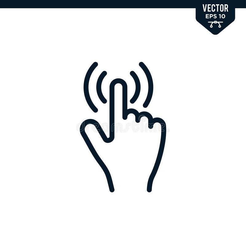 Touch Finger or Screen Touch Gesture Icon in Outlined Stock Vector ...