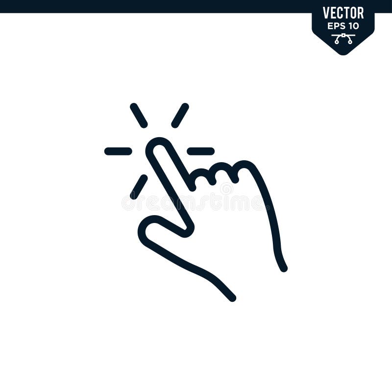Touch Finger or Screen Touch Gesture Icon in Outlined Stock Vector ...