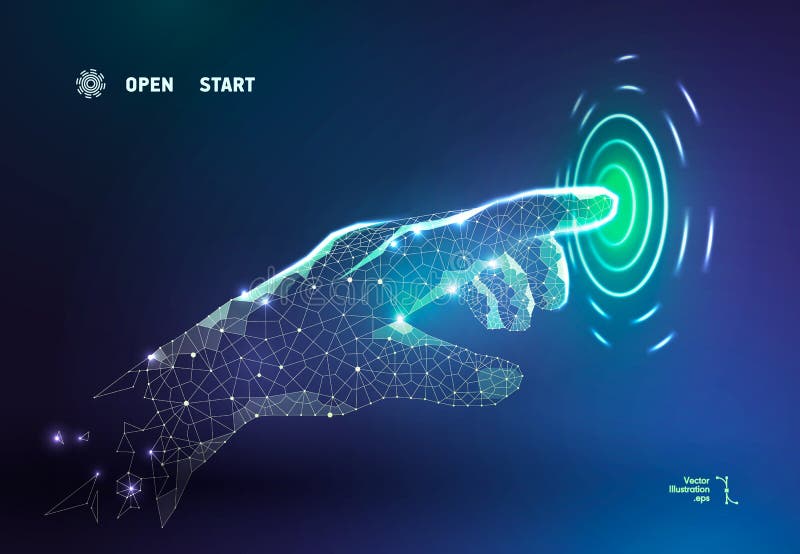 Touch the Future Low Poly Wireframe. Stock Vector - Illustration of ...