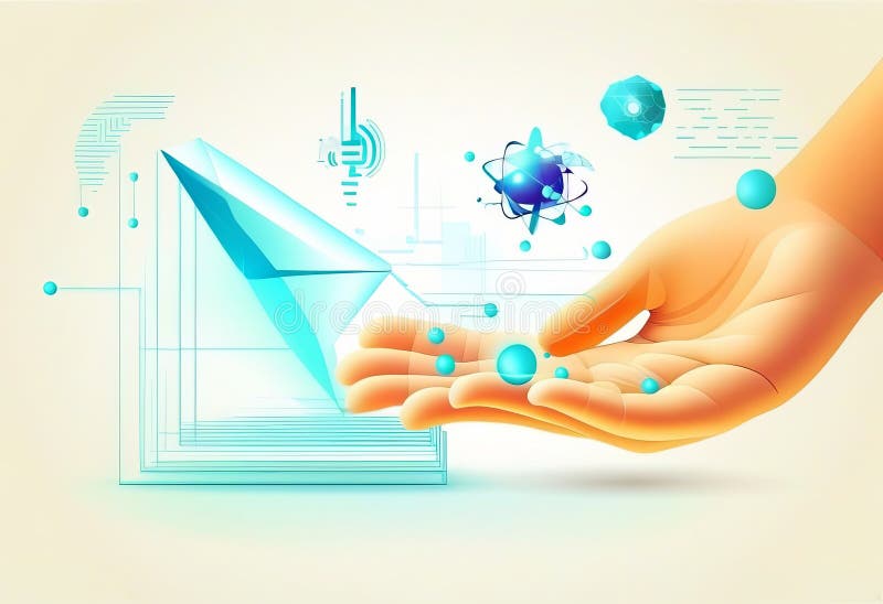 Touch the Future, Vector Illustration of a Sense of Science and ...