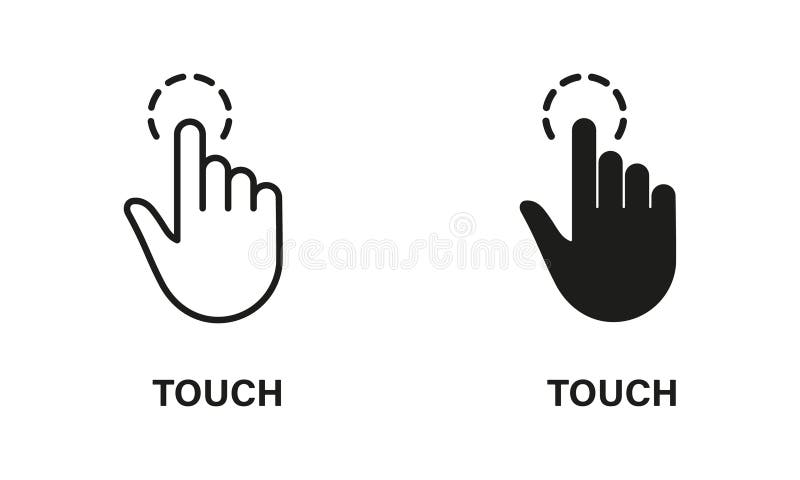 Touch Gesture, Hand Cursor for Computer Mouse Line and Silhouette Icon ...