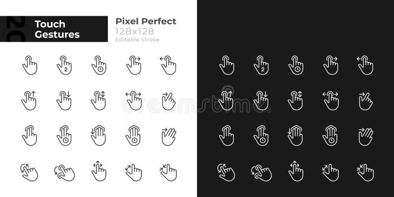 Touch Gestures Pixel Perfect Linear Icons Set for Dark, Light Mode ... Touch Gestures Pixel Perfect Linear Icons Set for Dark, Light Mode ...
